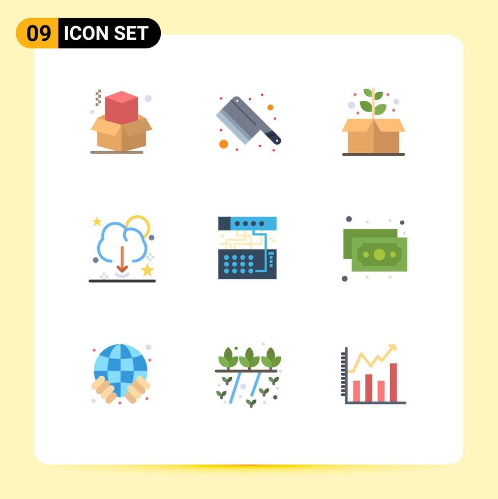 9 User Interface Flat Color Pack of modern Signs and Symbols of module ...