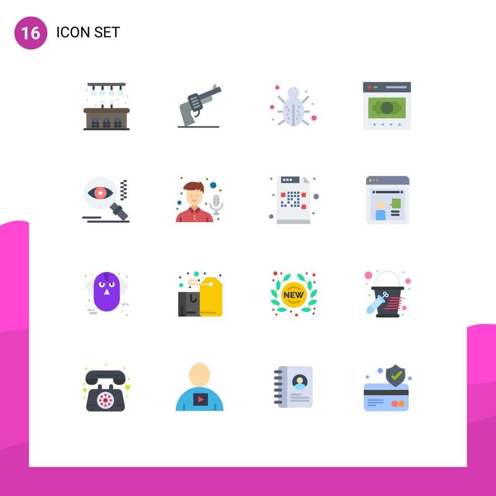 Editable Vector Line Pack Of 16 Simple Flat Colors Of Eye Money