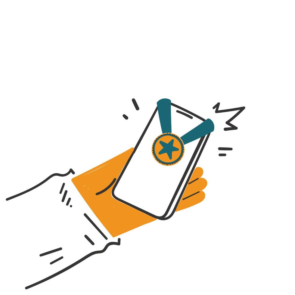 hand drawn doodle mobile phone with medal illustration vector 17306585 ... hand drawn doodle mobile phone with medal illustration vector 17306585 ...