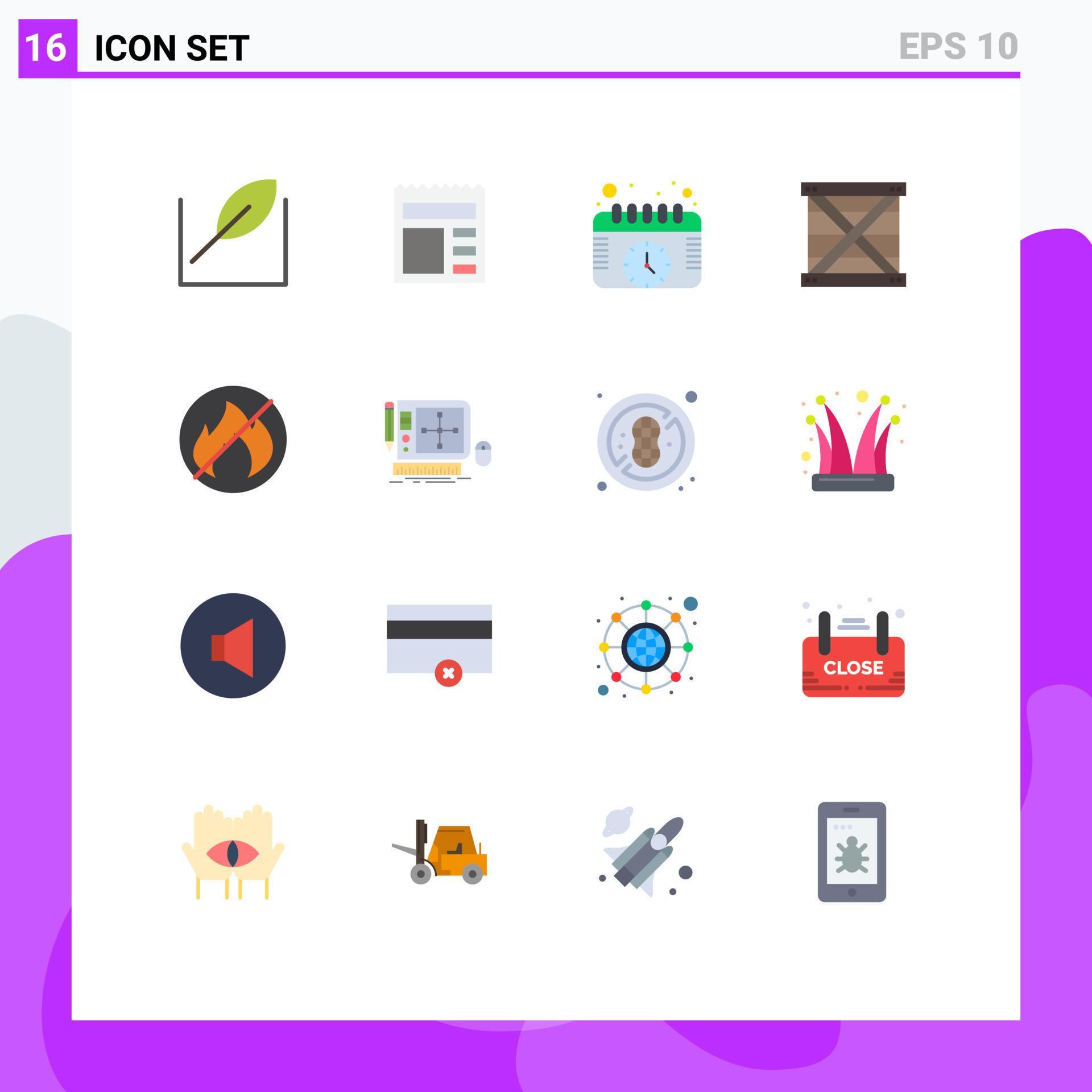 Set Of 16 Vector Flat Colors On Grid For Fire Programing Events Development Coding Editable Pack