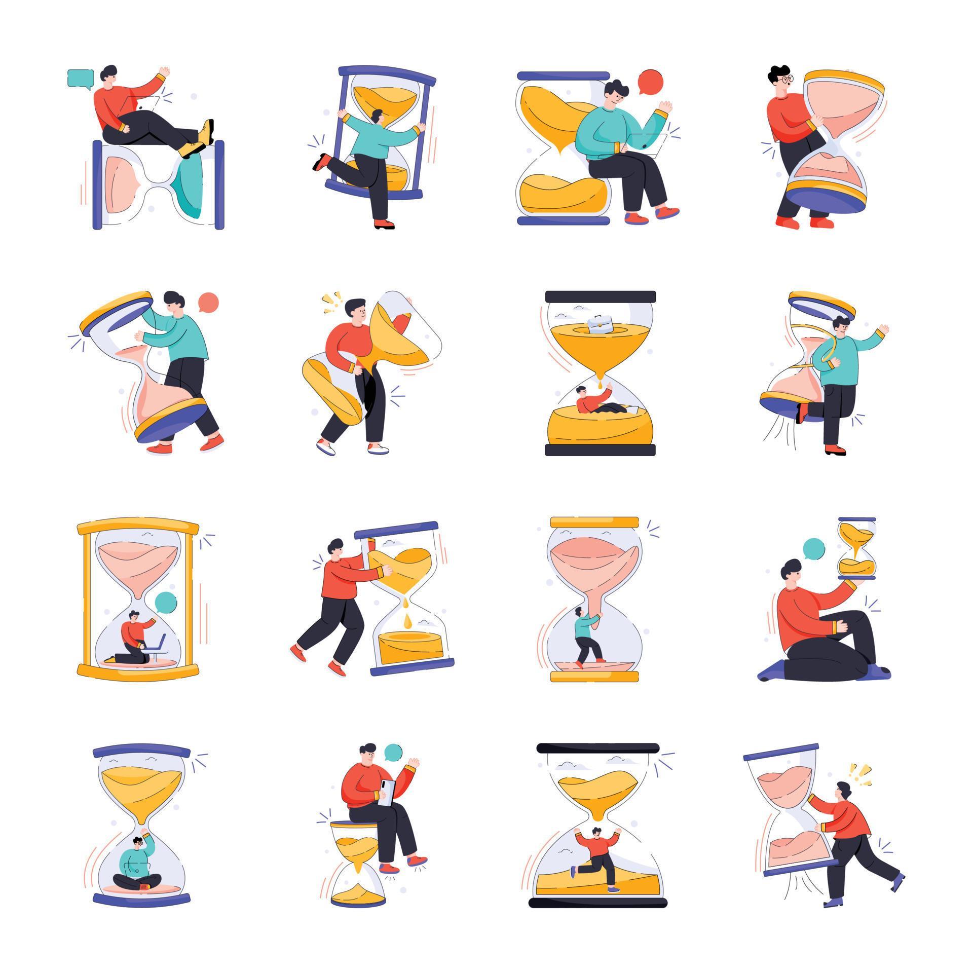 Character Based Sand Clock Flat Illustrations 17310135 Vector Art at ...