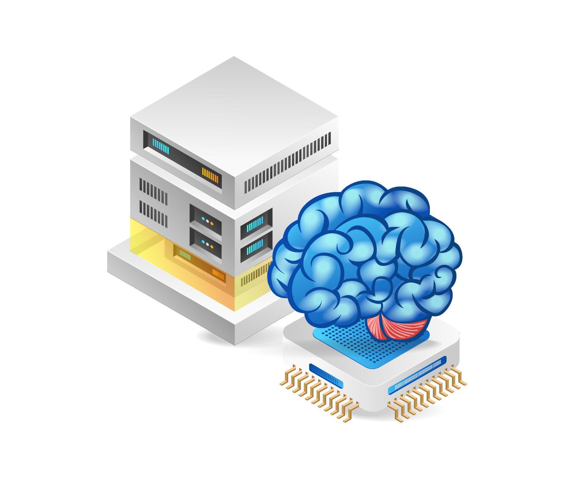 Flat isometric 3d illustration concept of data server for artificial intelligence 17310889 ...