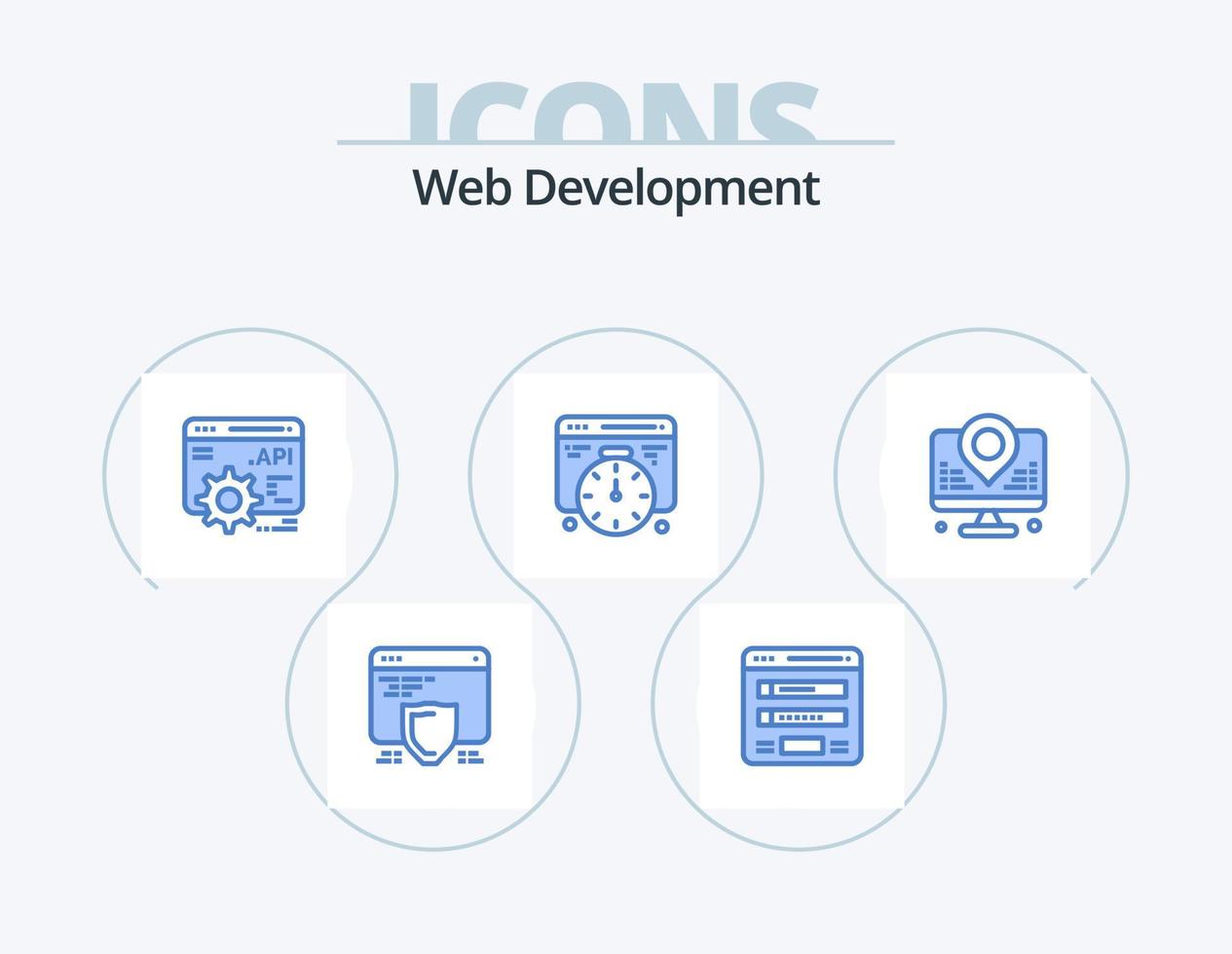 desarrollo web icono azul paquete 5 diseño de iconos. localización ...