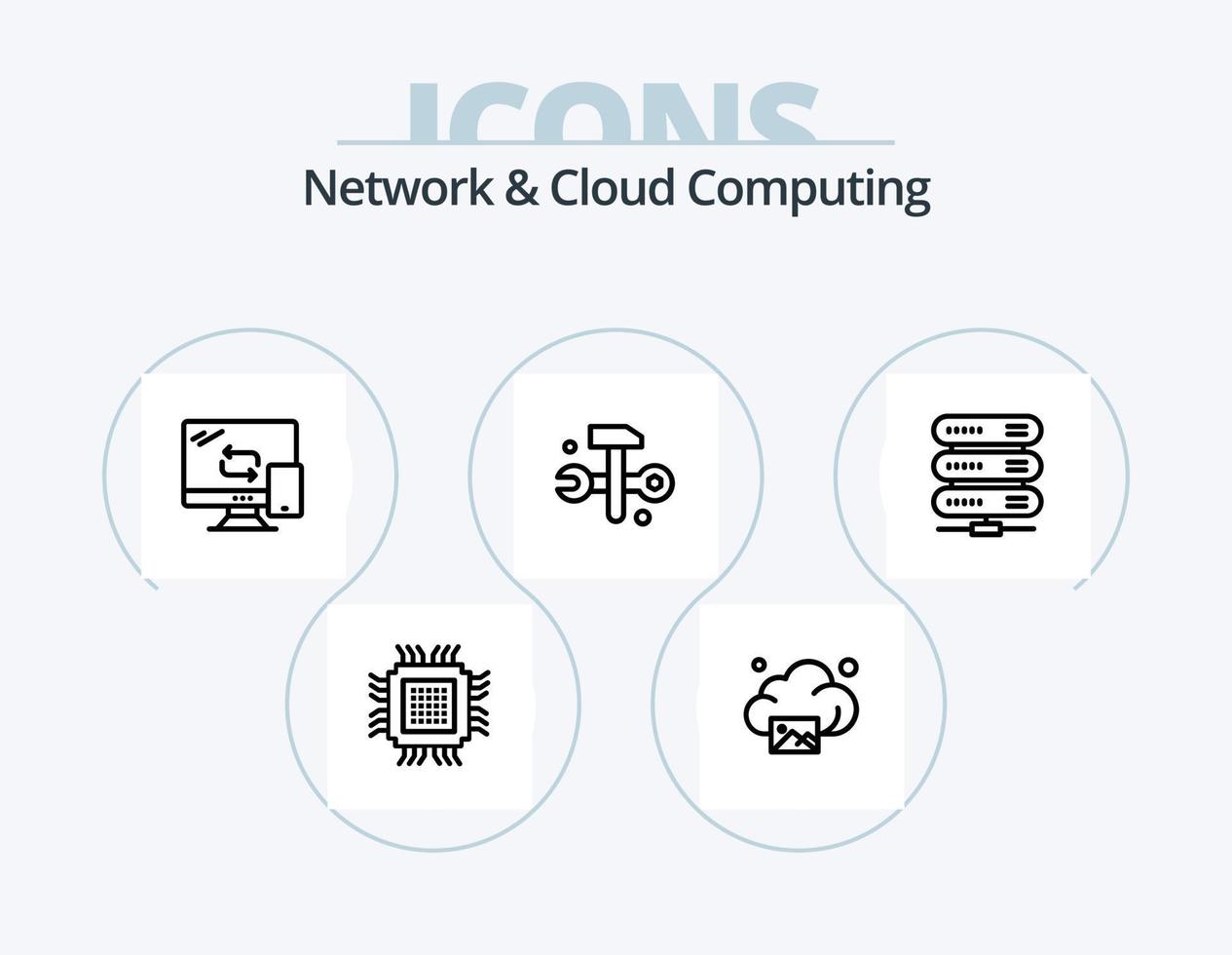 Network And Cloud Computing Line Icon Pack 5 Icon Design Lock Network Computing Data