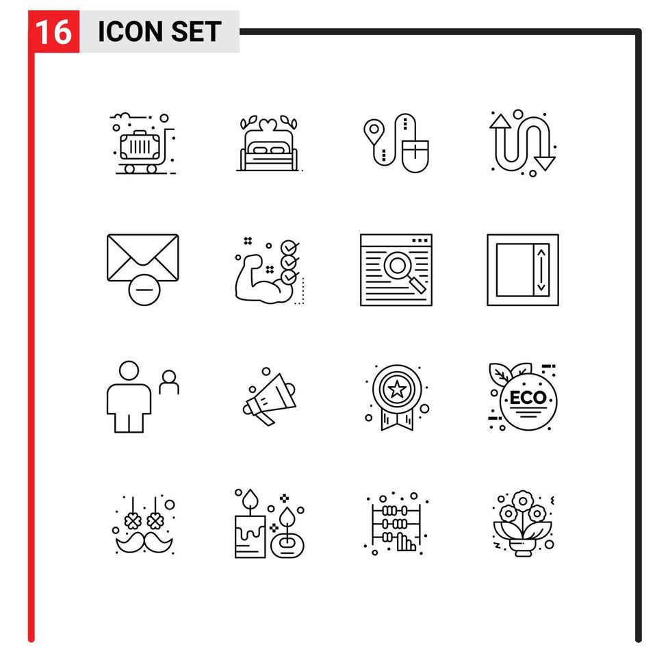 16 Universal Outline Signs Symbols of message delete mouse watch kit arrows Editable Vector ...