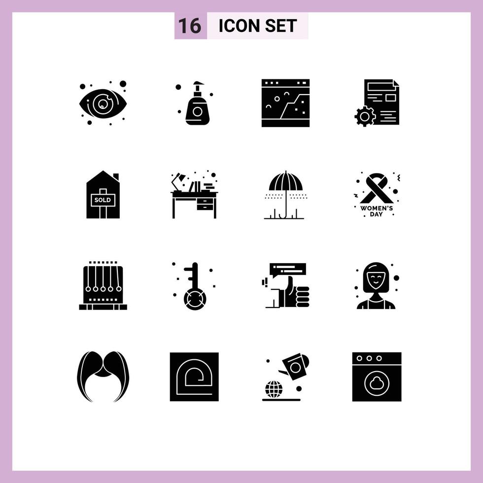 16 Thematic Vector Solid Glyphs and Editable Symbols of edit setting ...