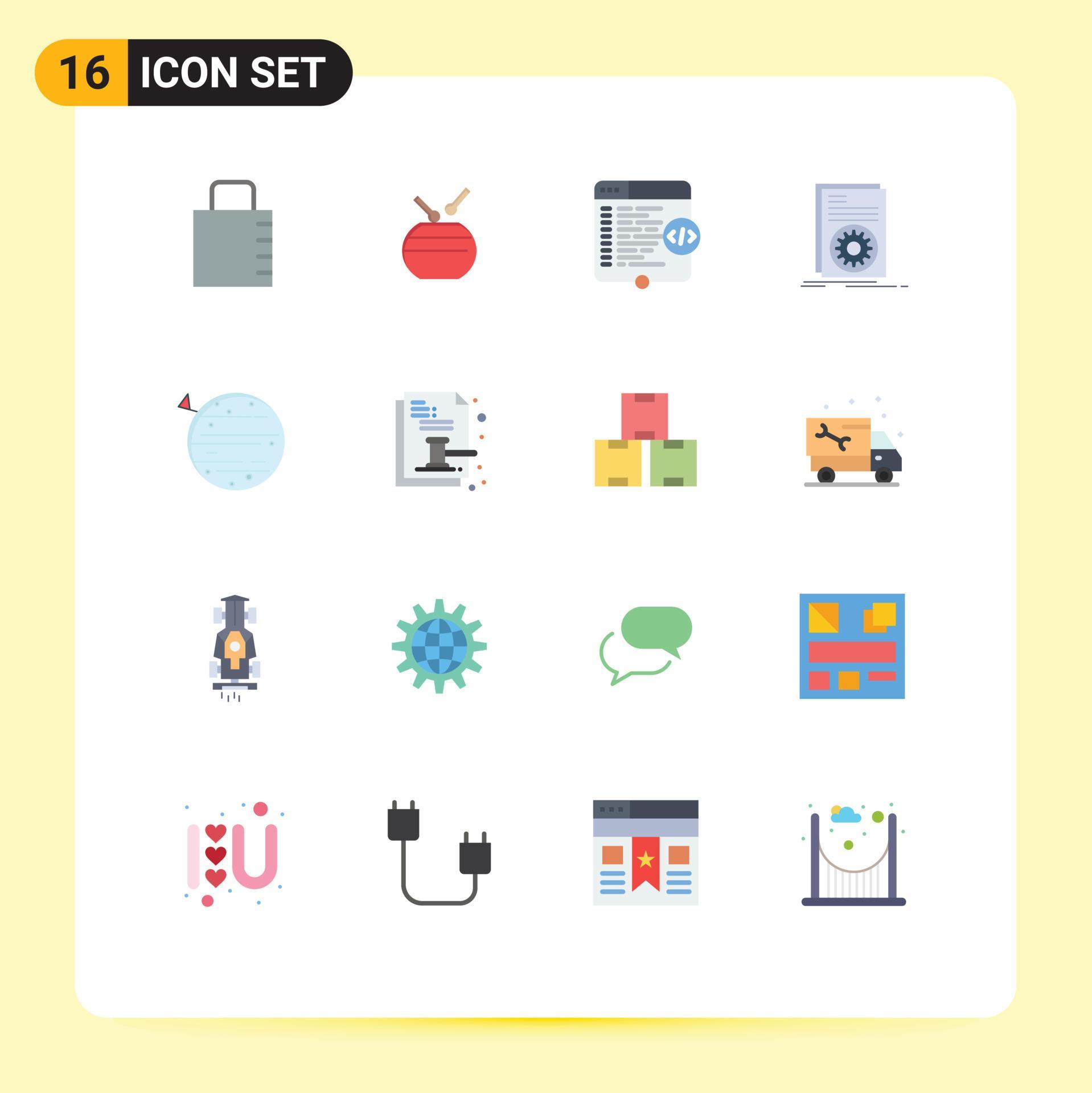 16 Thematic Vector Flat Colors And Editable Symbols Of Script File Code Executable Coding