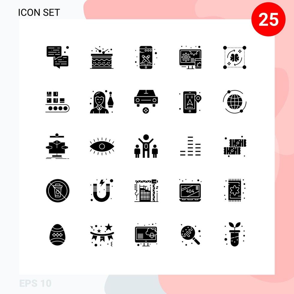 Stock Vector Icon Pack of 25 Line Signs and Symbols for file mind ...