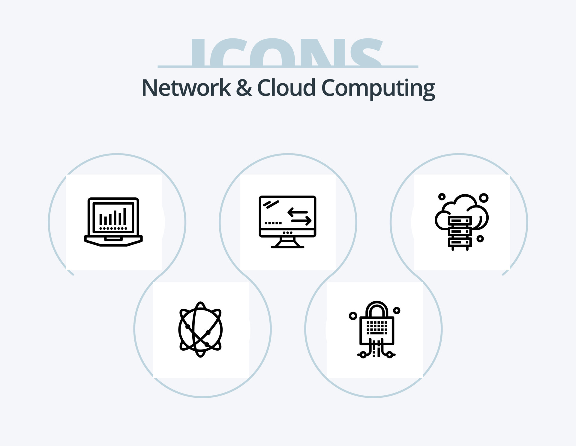 Network And Cloud Computing Line Icon Pack 5 Icon Design. download. cloud. databases. technology ...