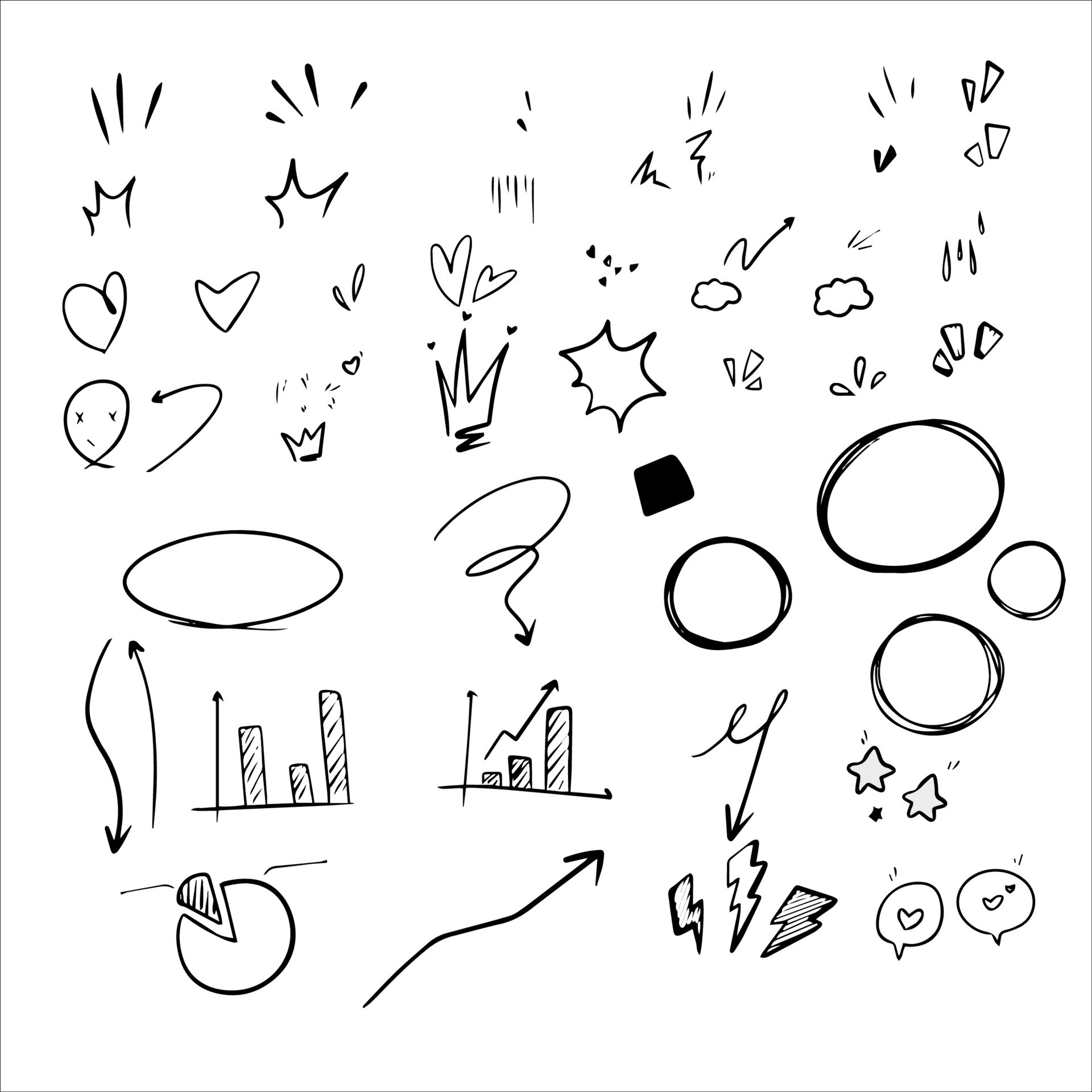 Set Hand drawn circle line sketch set. Vector circular scribble doodle ...
