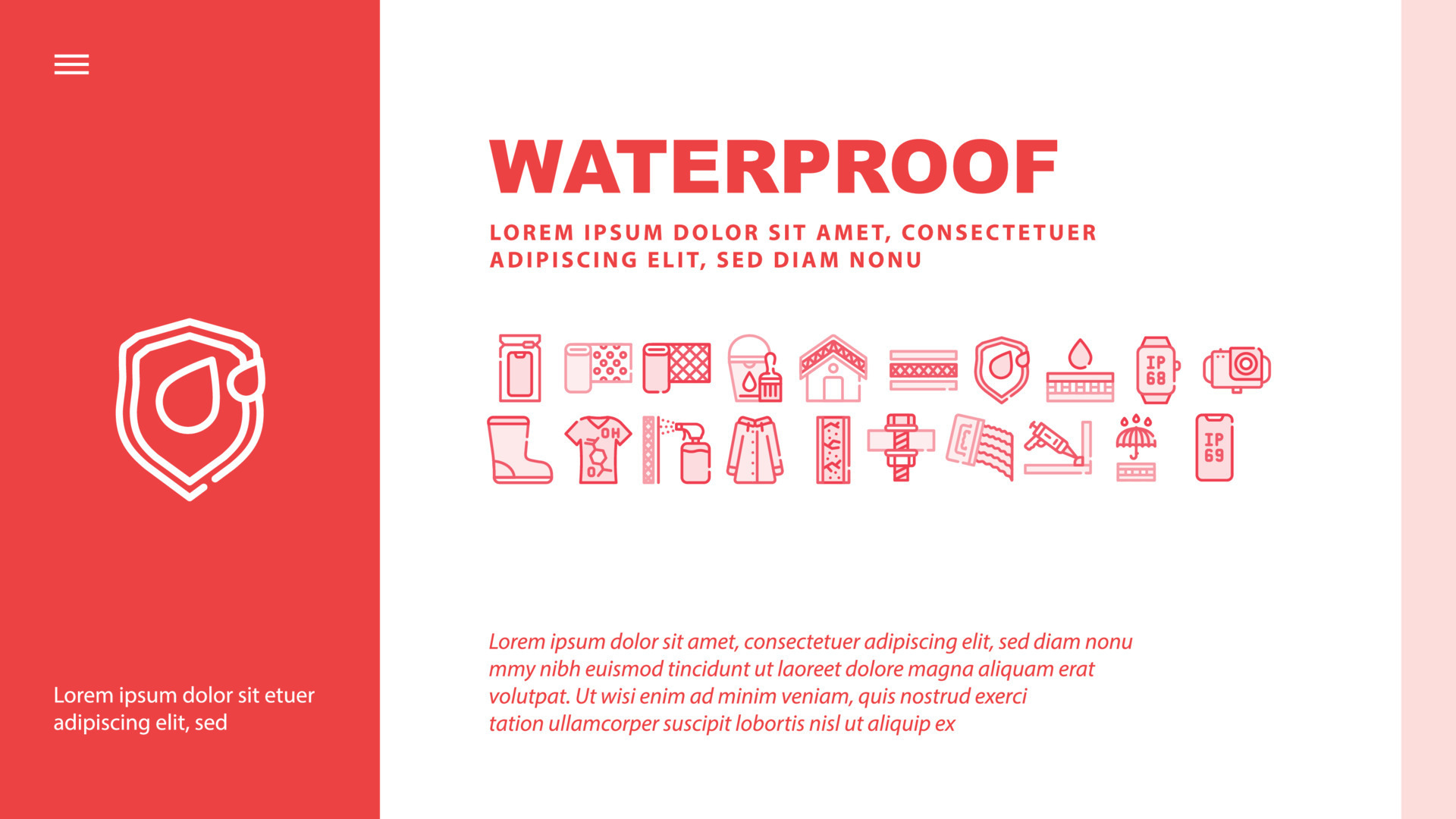 Waterproof Material Landing Header Vector 17318334 Vector Art at Vecteezy
