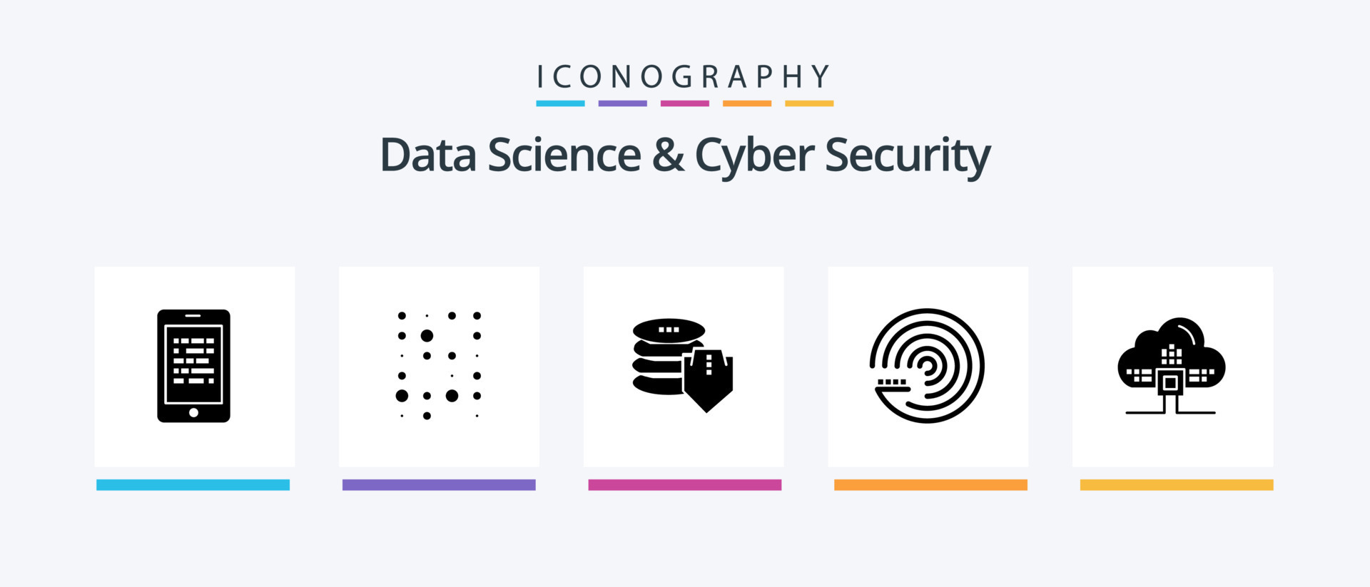 Data Science And Cyber Security Glyph 5 Icon Pack Including Based Forecasting Model Scince