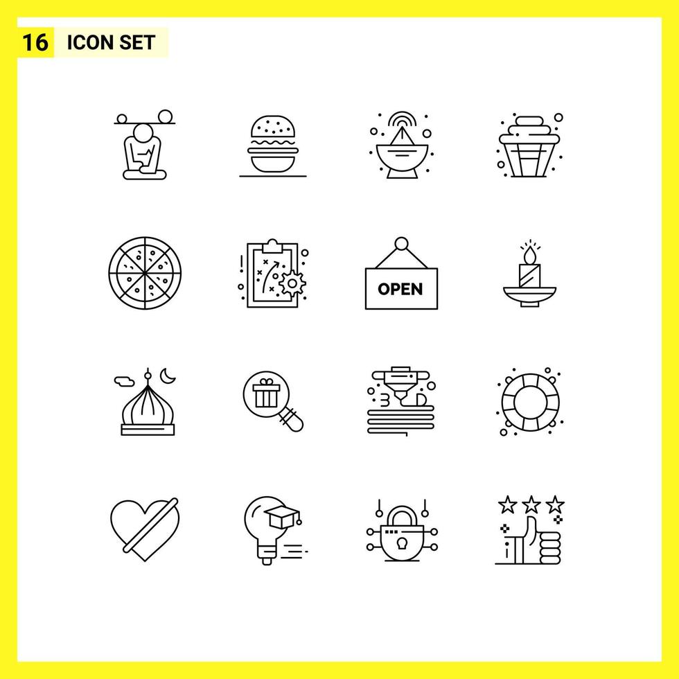 User Interface Pack of 16 Basic Outlines of pizza party usa sweet cake ...