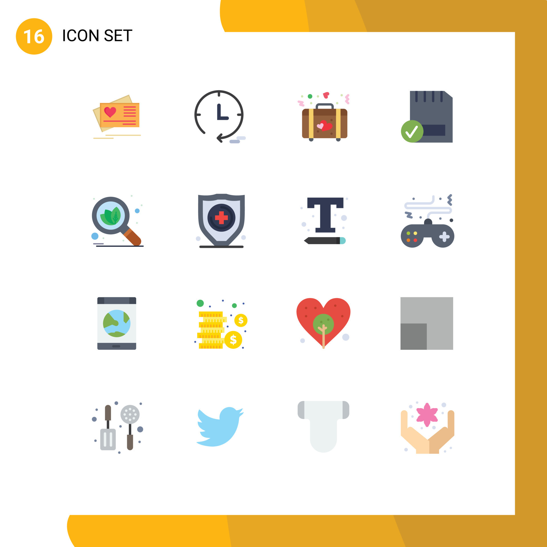 Universal Icon Symbols Group Of 16 Modern Flat Colors Of Search Hardware Heart Devices Computers