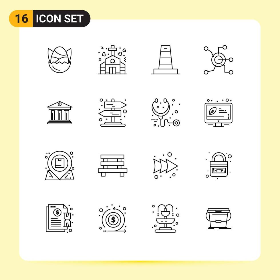 16 Universal Outline Signs Symbols Of Connect Worldwide Wedding Network Under Editable Vector