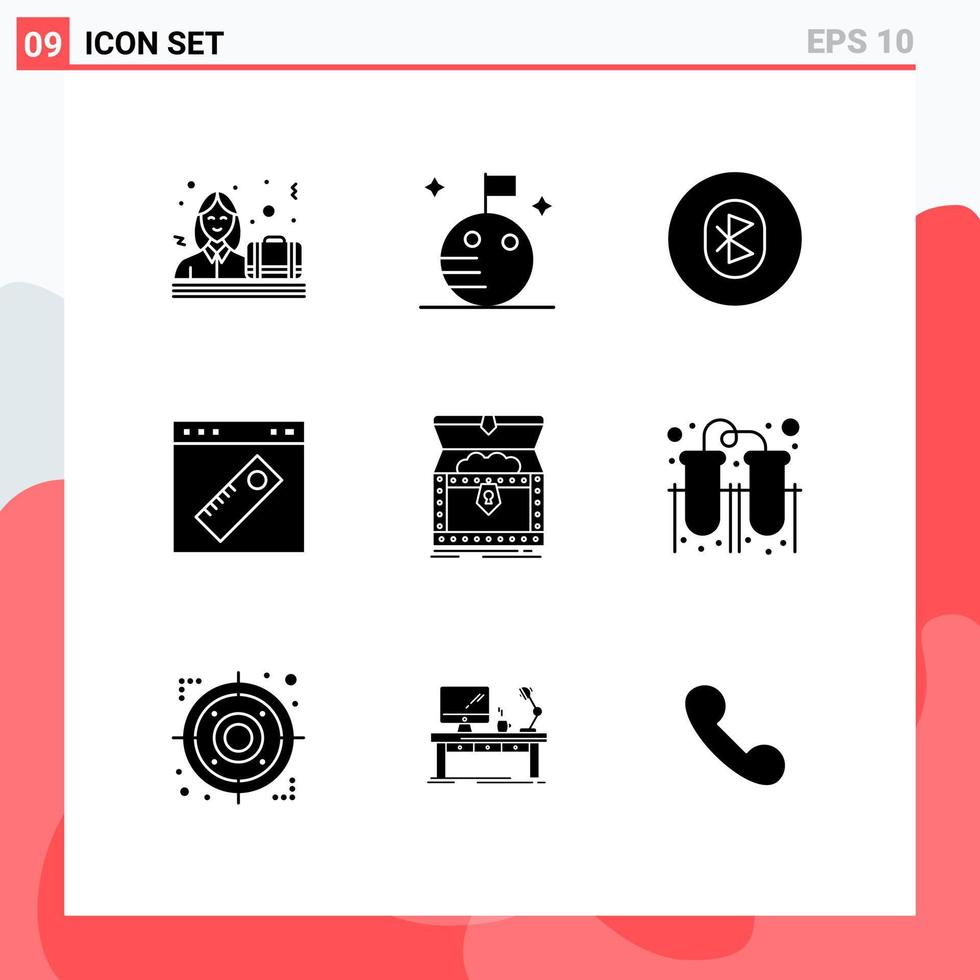 User Interface Pack Of 9 Basic Solid Glyphs Of Box Web Communication Tool Interface Editable