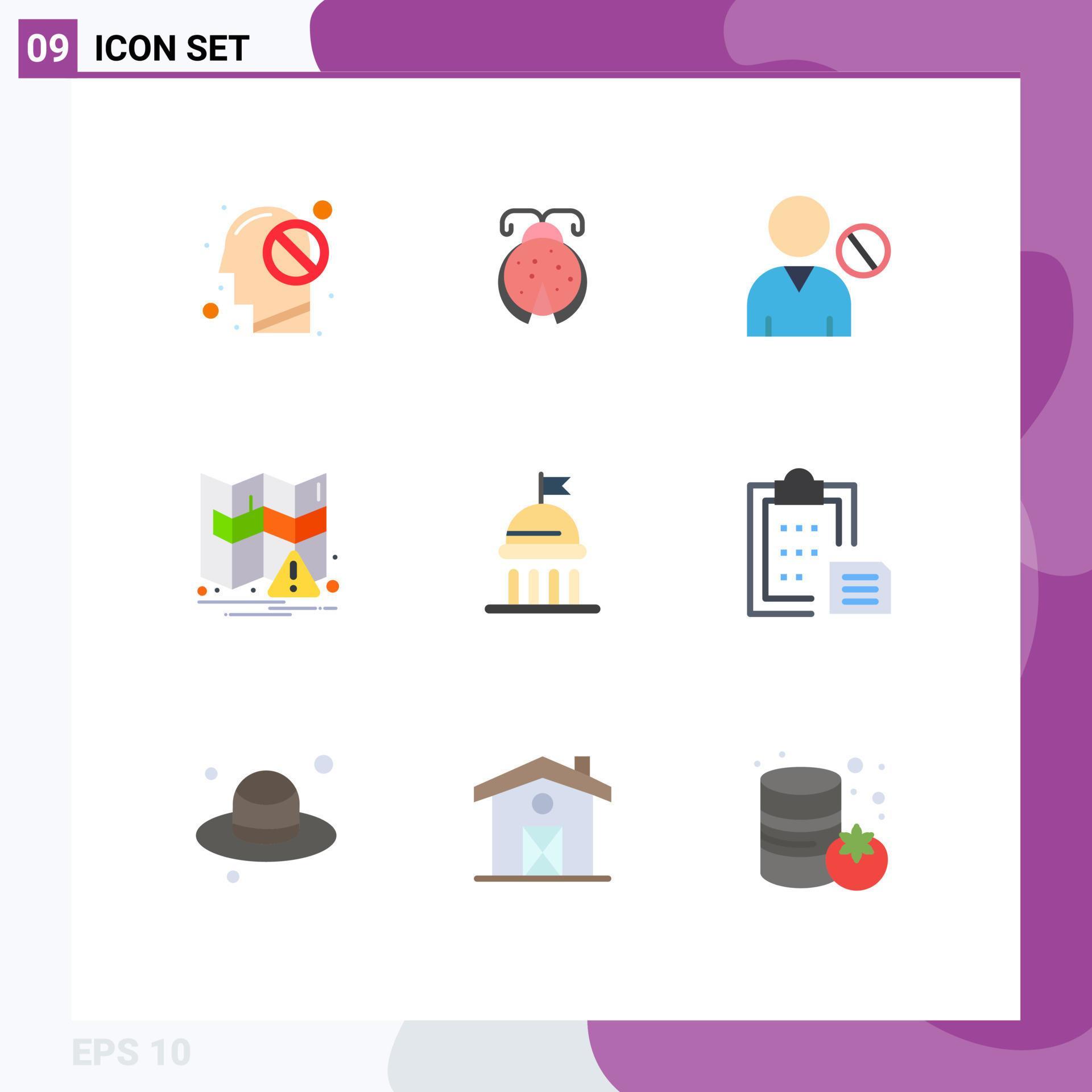 9 User Interface Flat Color Pack of modern Signs and Symbols of political notification avatar ...