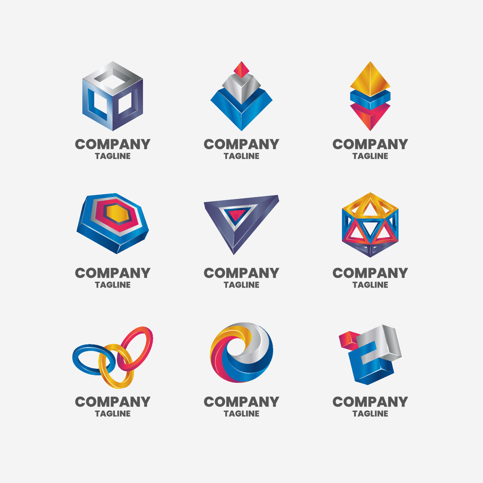 Colorful 3D Logo Geometric 17327956 Vector Art at Vecteezy