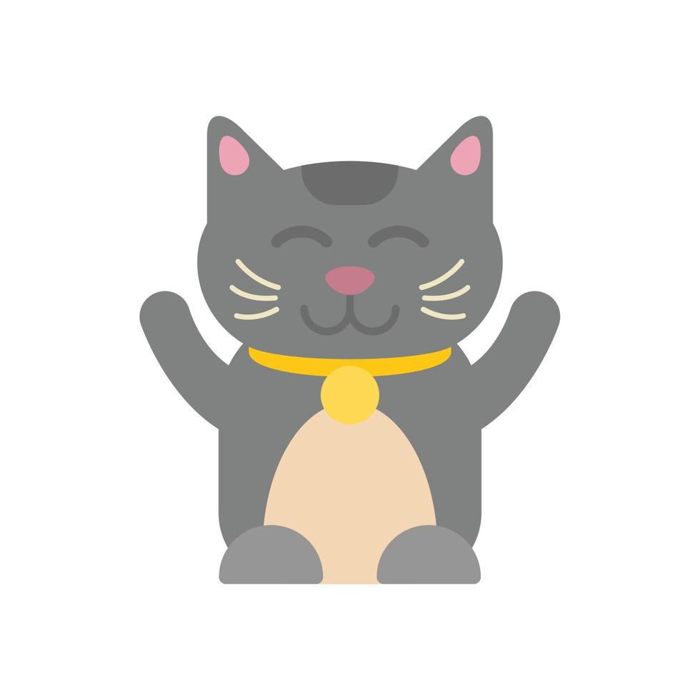 Chinese lucky cat icon flat vector. Maneki japan 17329129 Vector Art at ...