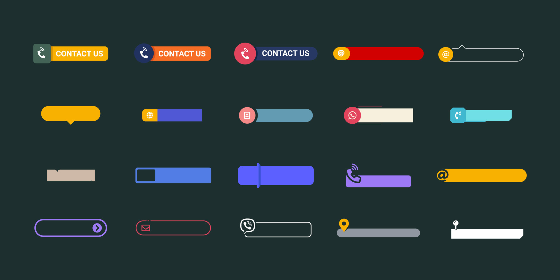 Contact Us Button Set Bundle Vector Illustration 17330629 Vector Art At