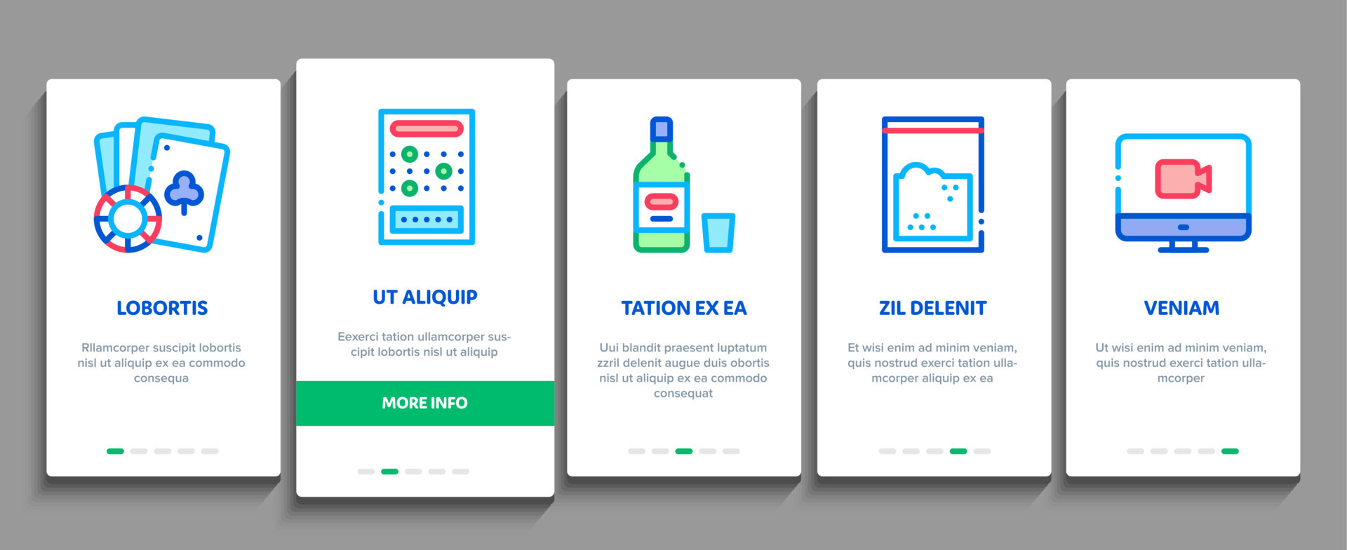 Addiction Bad Habits Onboarding Elements Icons Set Vector 17335635