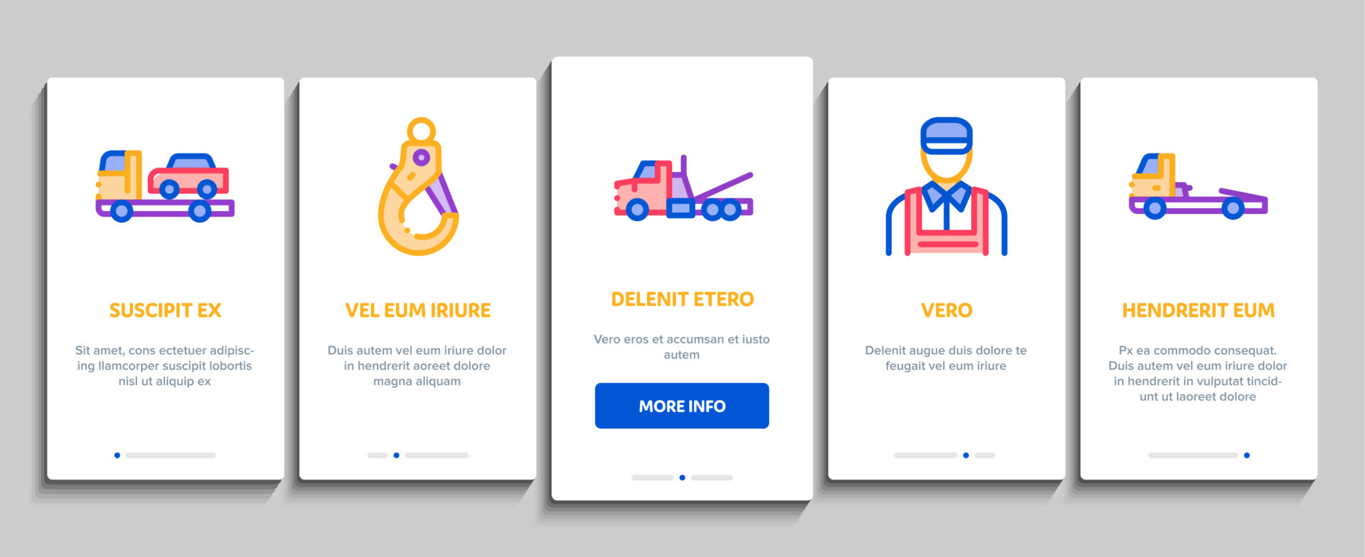 Tow Truck Transport Onboarding Elements Icons Set Vector 17335939 ... Tow Truck Transport Onboarding Elements Icons Set Vector 17335939 ...