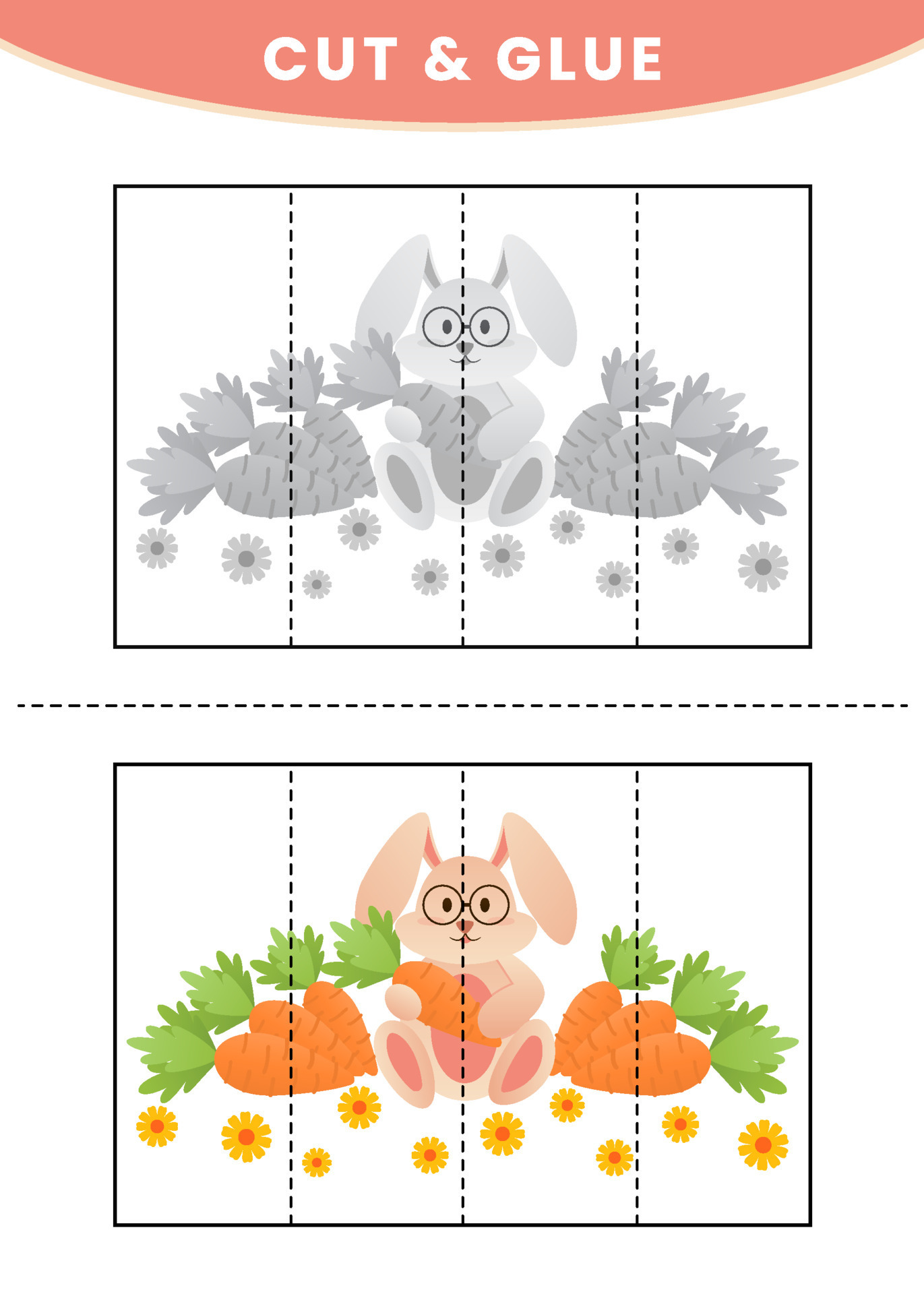 Easter cut and glue activities with cute bunny. Holiday activity page ...