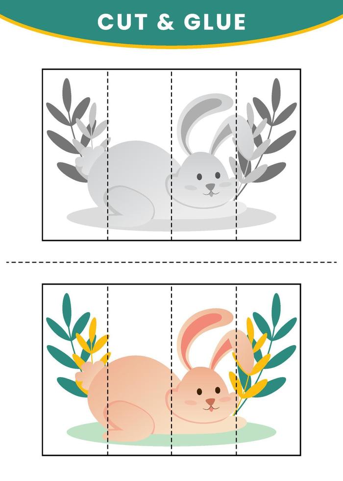 Easter cut and glue activities with cute bunny. Holiday activity page ...