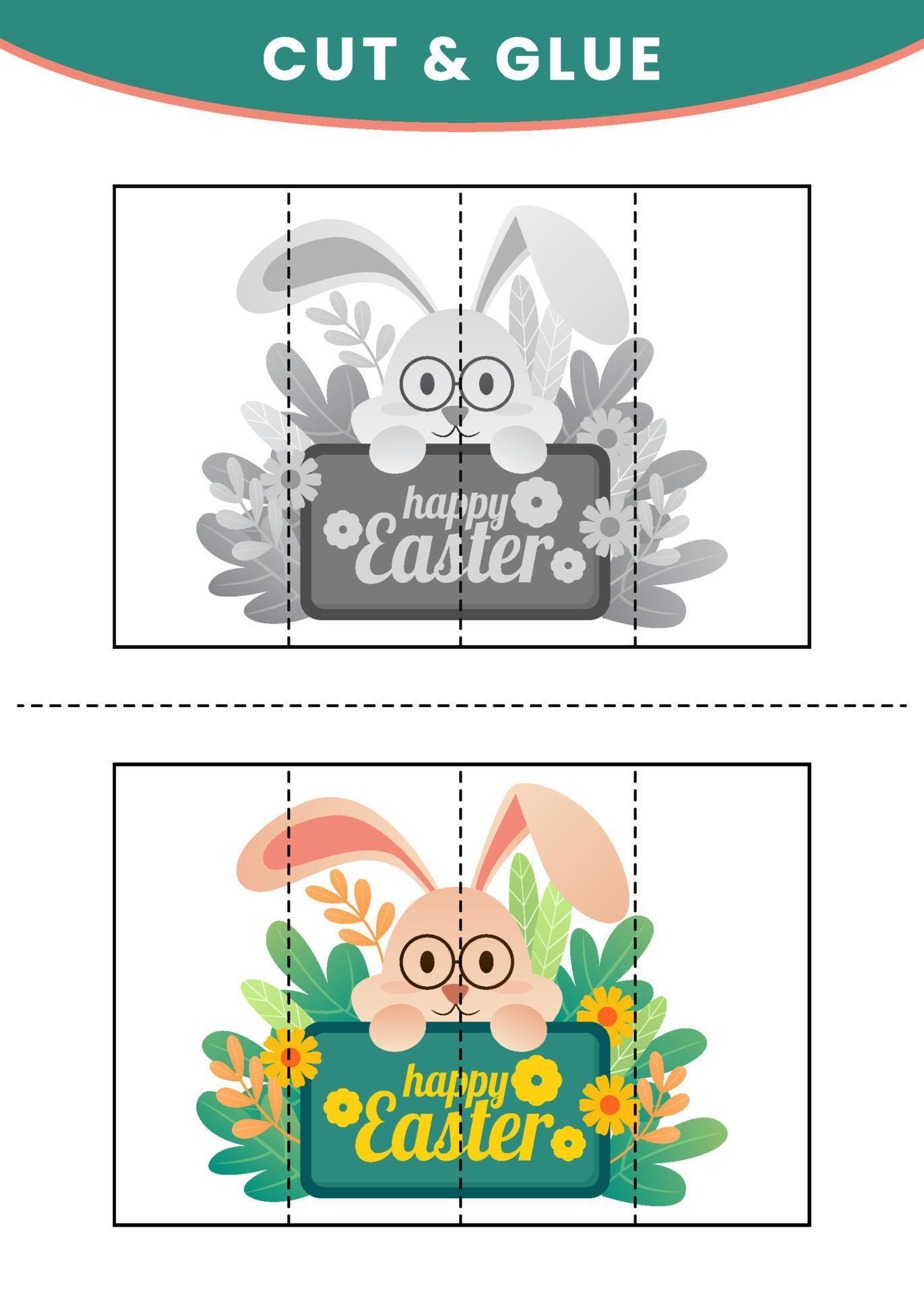 Easter cut and glue activities with cute bunny. Holiday activity page ...