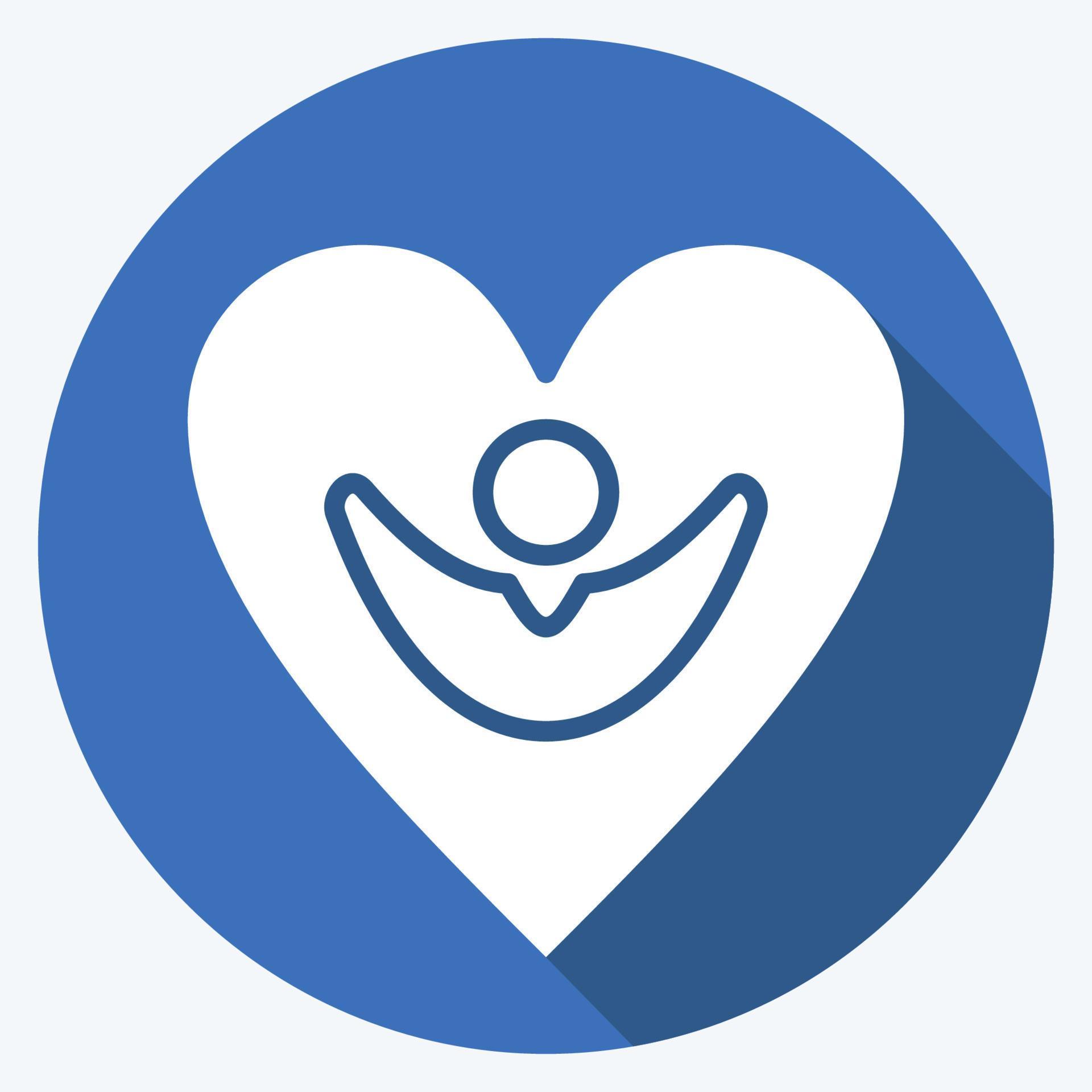 Icon Happiness Related To Psychological Symbol Long Shadow Style