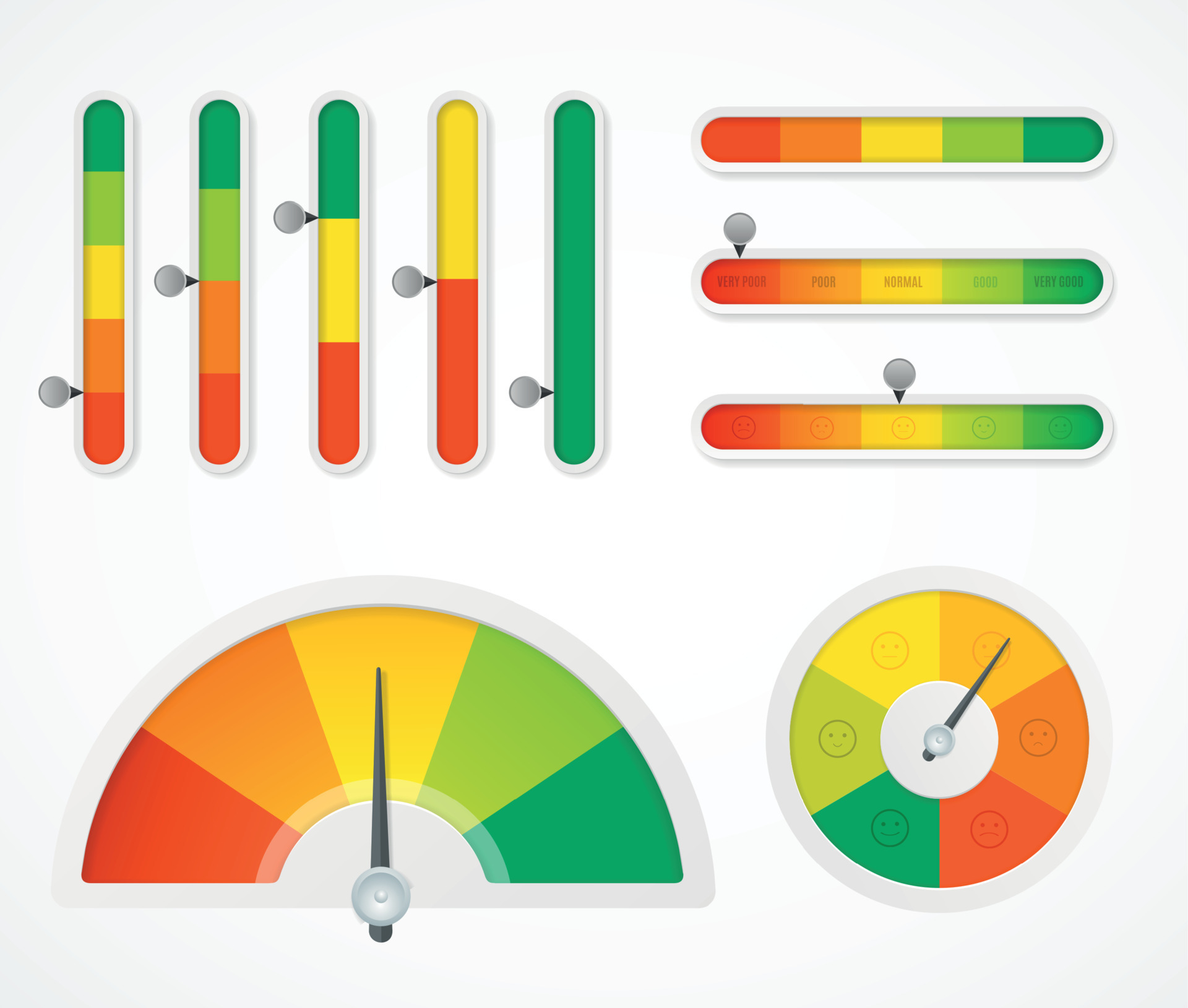 Realistic Detailed 3d Level Indicator Set. Vector 17338686 Vector Art ...