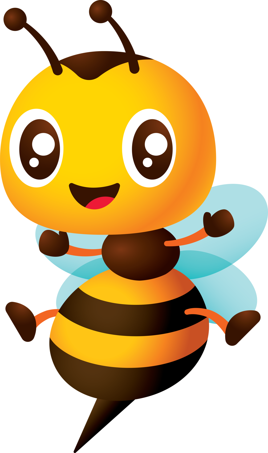 Cartoon Cute Bee Character Open Arms And Legs Wider With Smiling Cute Bee With Long Antenna And