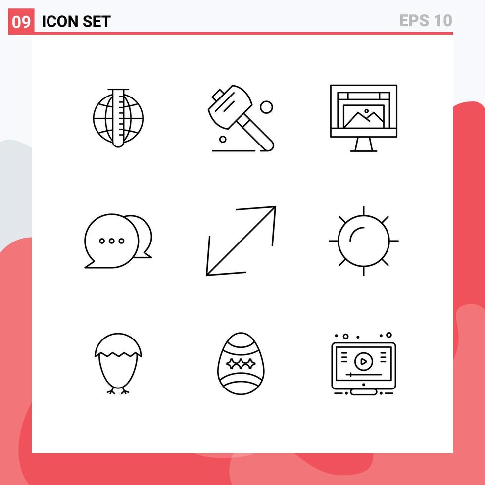 User Interface Pack of 9 Basic Outlines of corner message app ...