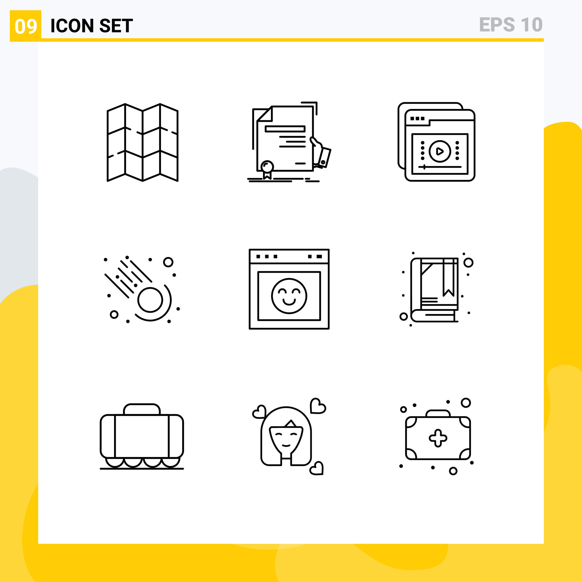 Universal Icon Symbols Group Of 9 Modern Outlines Of Browser Meteor