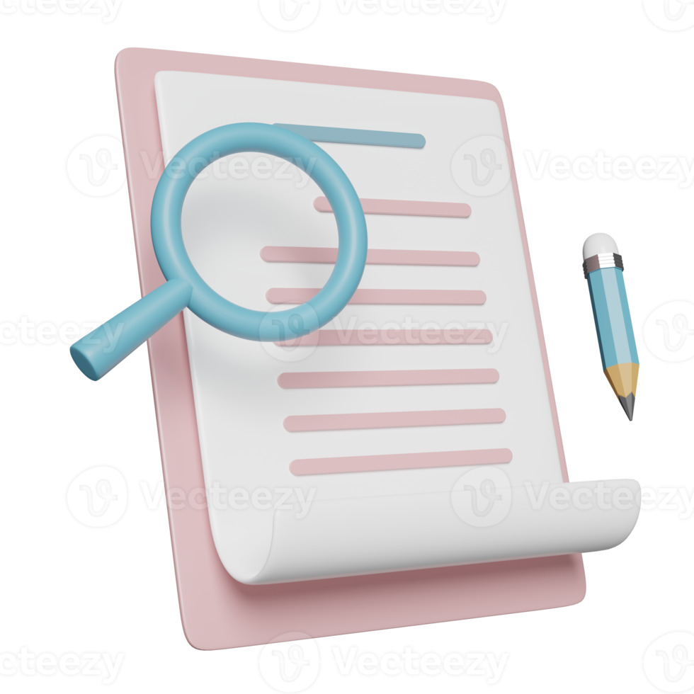 3d pink clipboard white checklist paper, magnifying glass, pencil, icon ... 3d pink clipboard white checklist paper, magnifying glass, pencil, icon ...