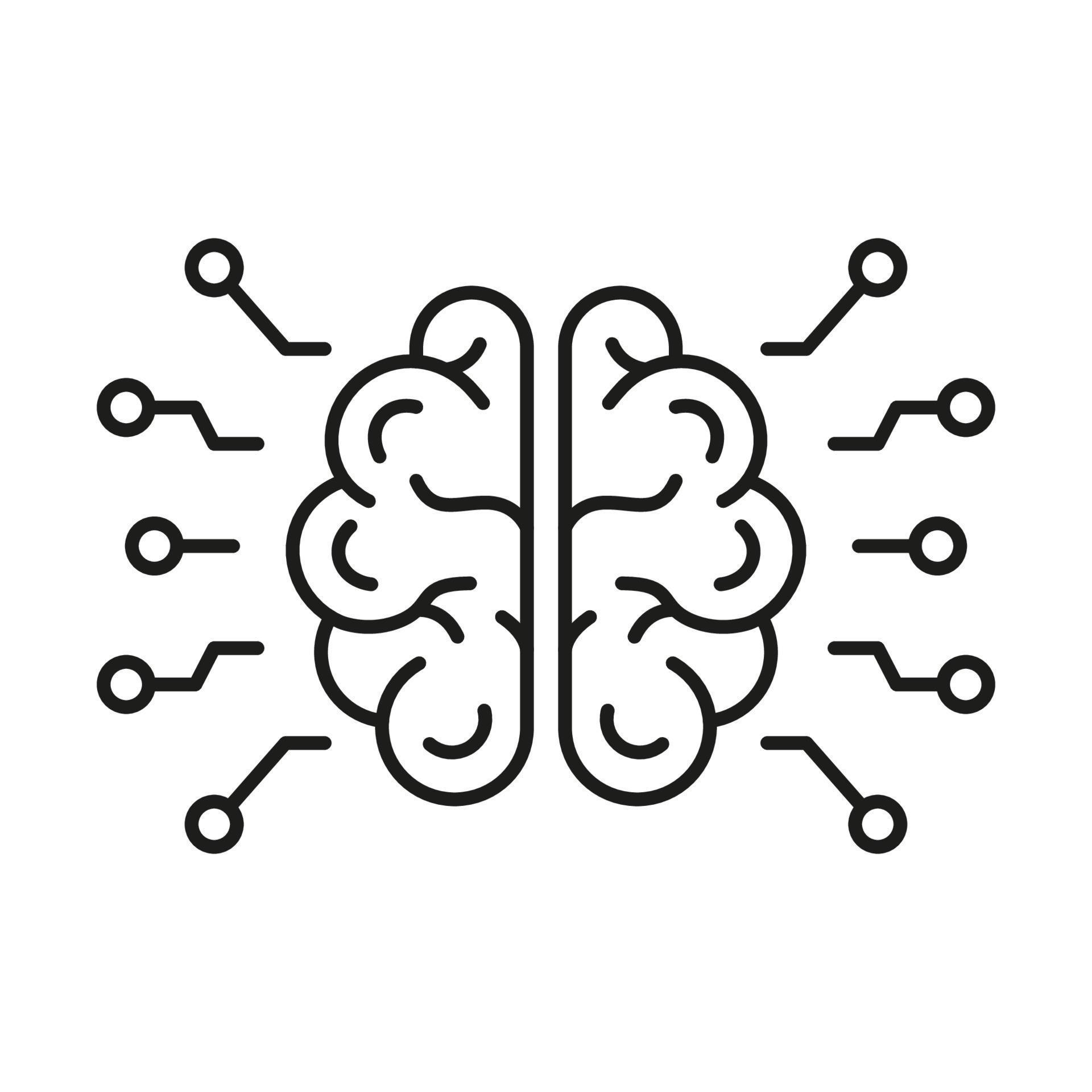 Artificial Intelligence Line Icon. Human Brain and Network Technology ...