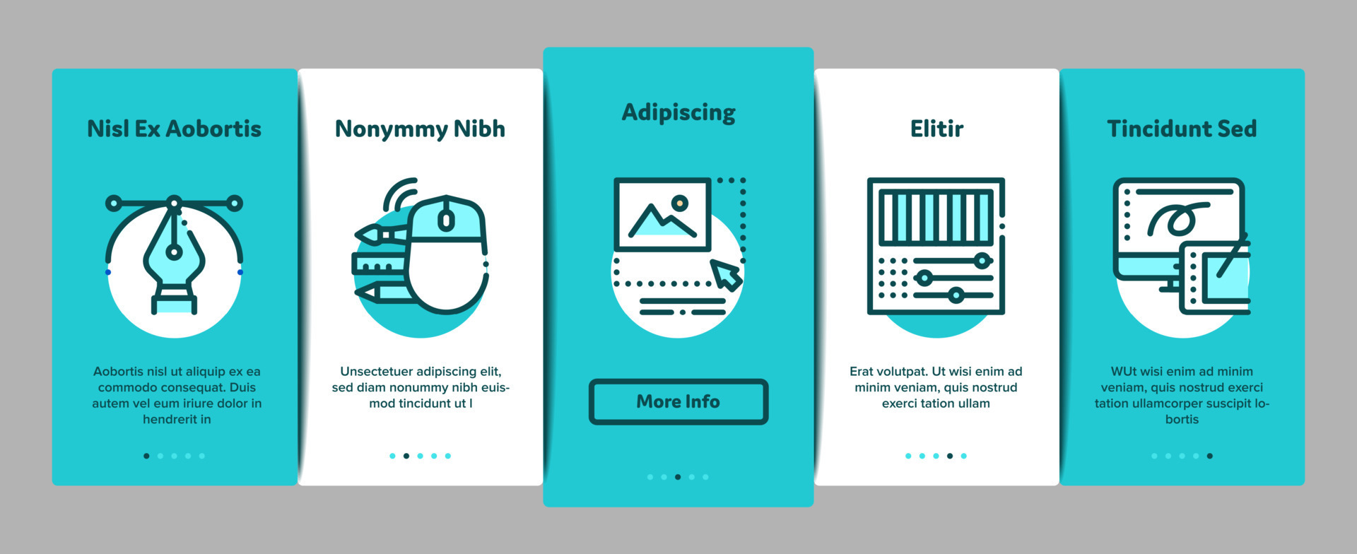 Graphic Design And Creativity Onboarding Elements Icons Set Vector 17348517 Vector Art At Vecteezy