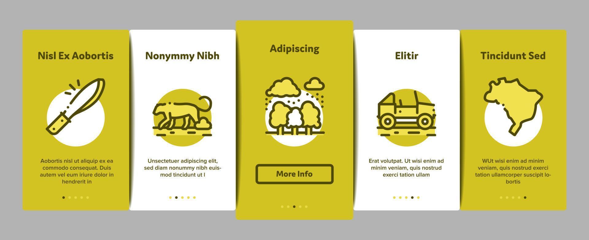 Jungle Tropical Forest Onboarding Elements Icons Set Vector 17348535