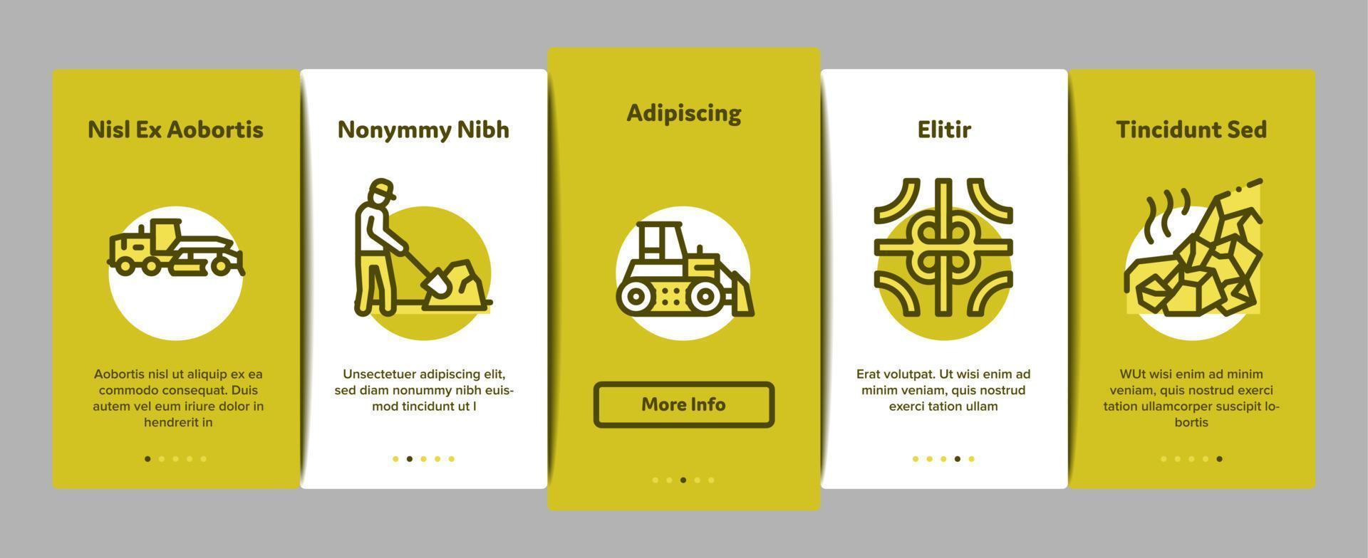 Road Repair And Construction Onboarding Elements Icons Set Vector