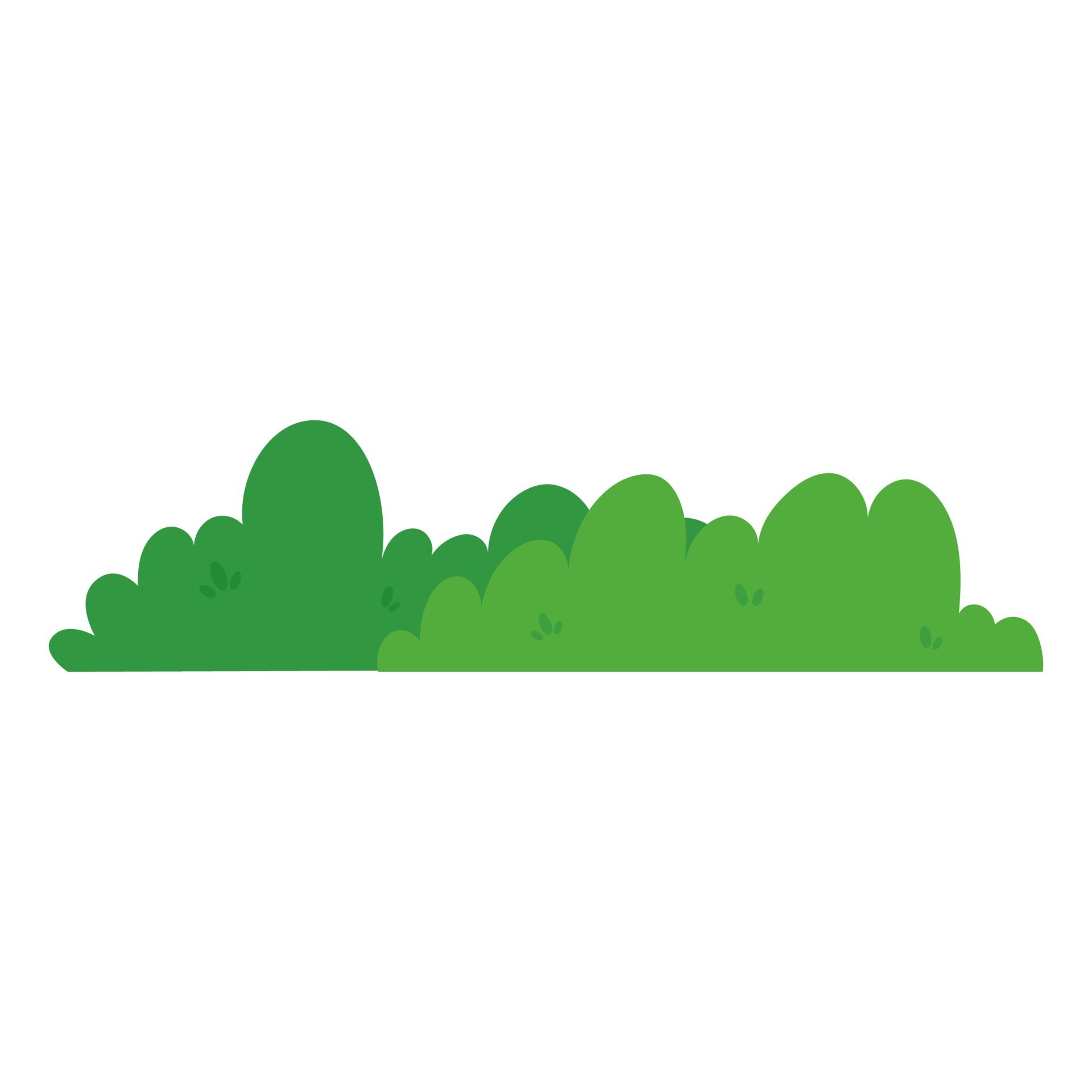 Natural Green Grass Bushes Decorate Environmental Ecology Cartoon Scene