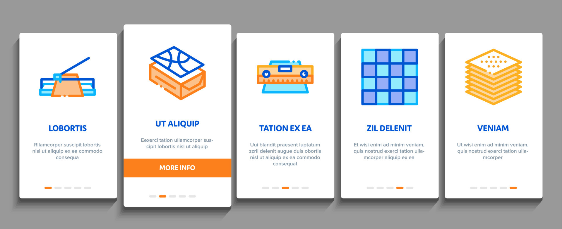 Tiler Work Equipment Onboarding Elements Icons Set Vector 17350435 Vector Art At Vecteezy