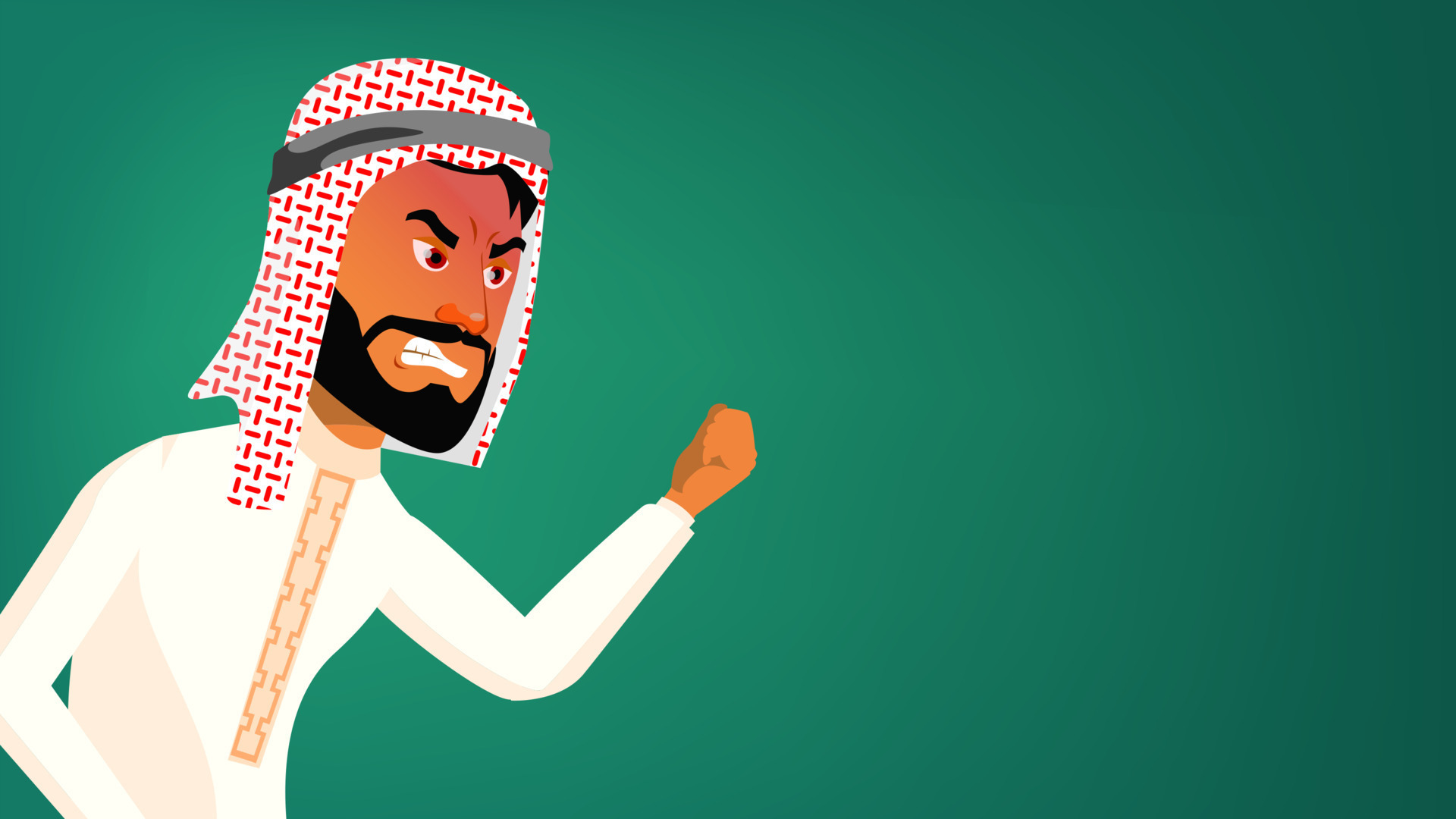 Arab Man Banner Vector Traditional Cloths Express Emotions Presenting For Advertisement