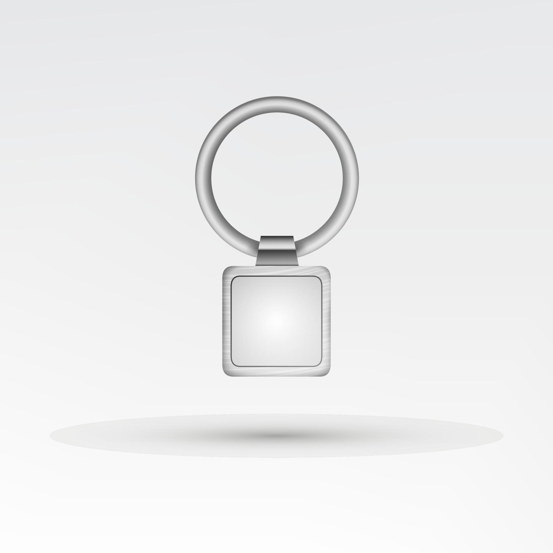 Realistic Template Metal Keychain Vector. 3d Key Chain With Ring For ...