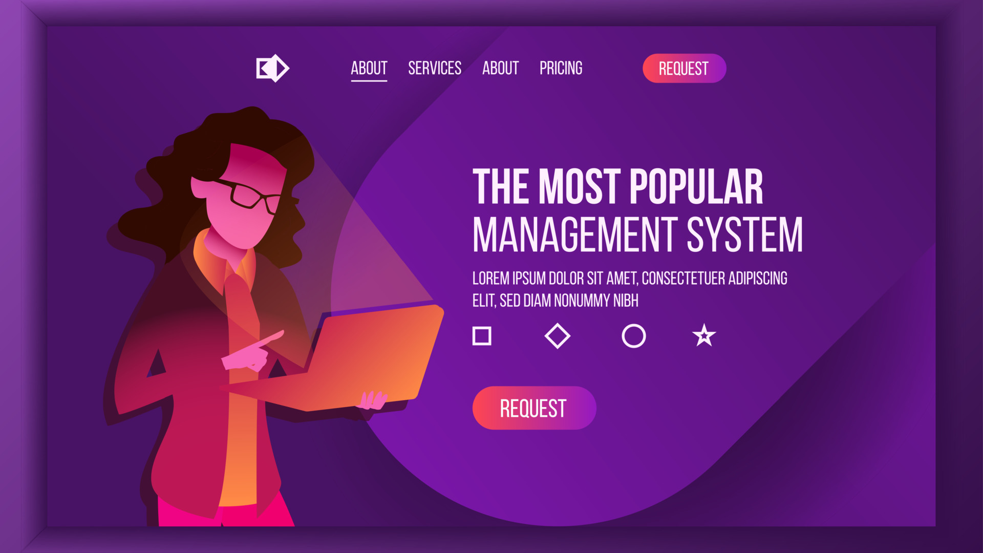 Management System Landing Page Vector Store Woma With Laptop management-system-landing-page-vector-store-woma-with-laptop