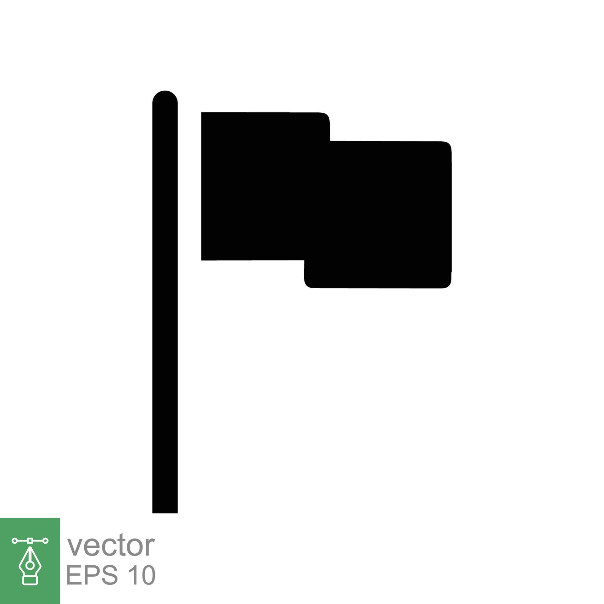 Flag icon. Simple flat style. Black silhouette pennant, map location pointer, pole, navigation ...