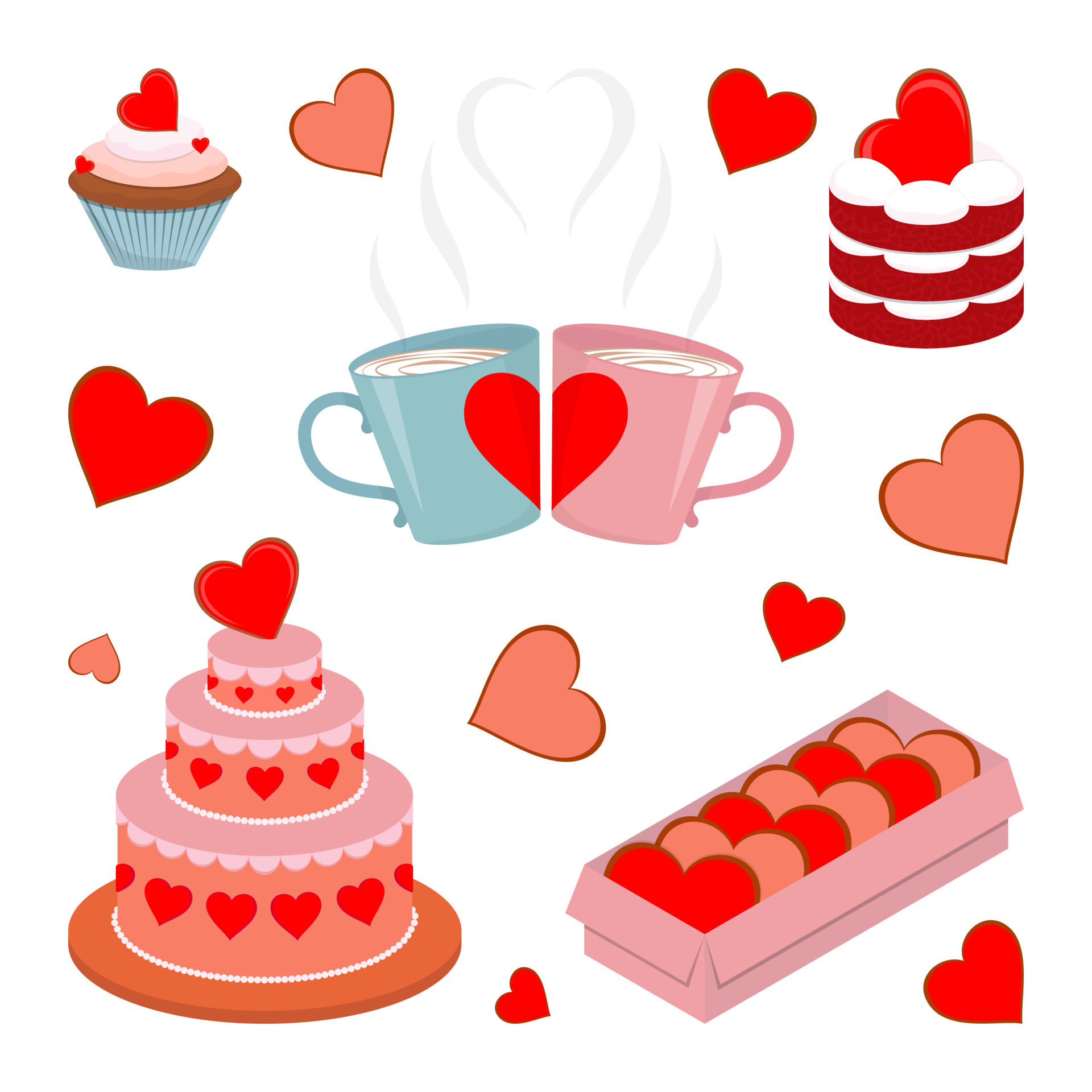 Vector illustration. Valentine's day clip art collection. Sweet food ...