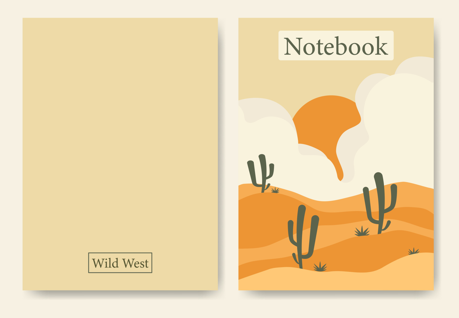 Aesthetic desert landscape template for notebook cover. Earth tones ... Aesthetic desert landscape template for notebook cover. Earth tones ...