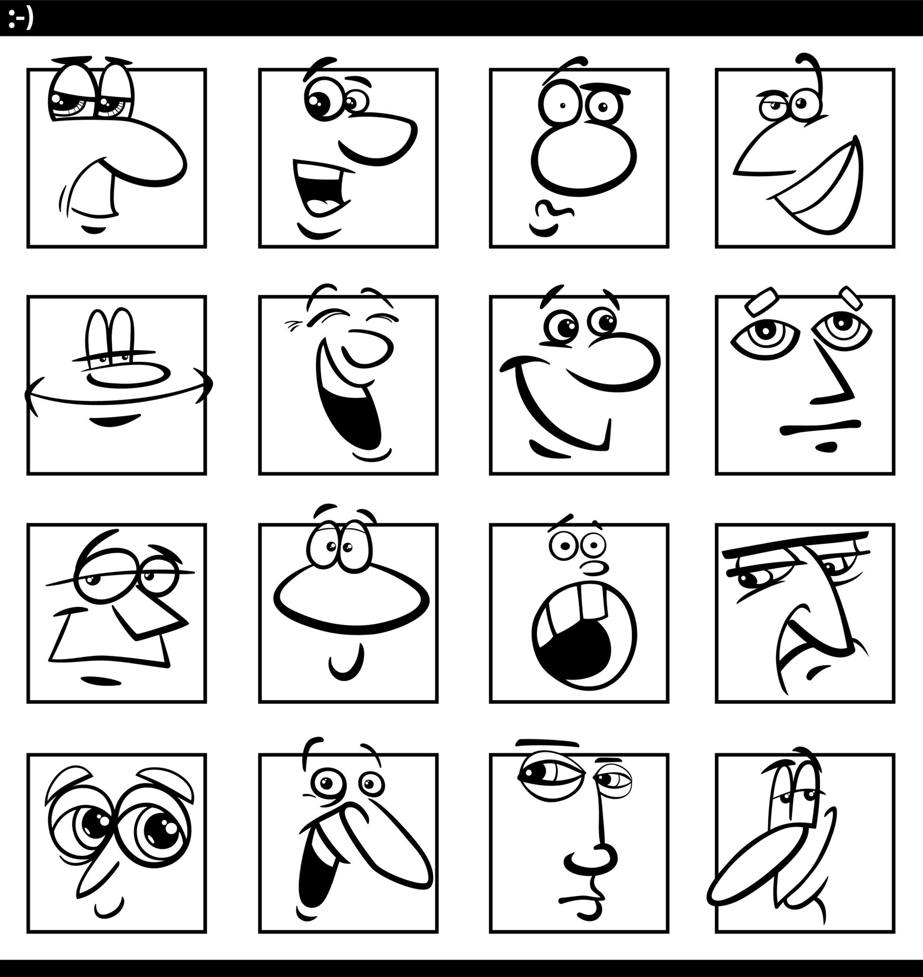 Conjunto De Ilustración De Dibujos Animados De Caras Y Expresiones Cómicas 17360135 Vector En