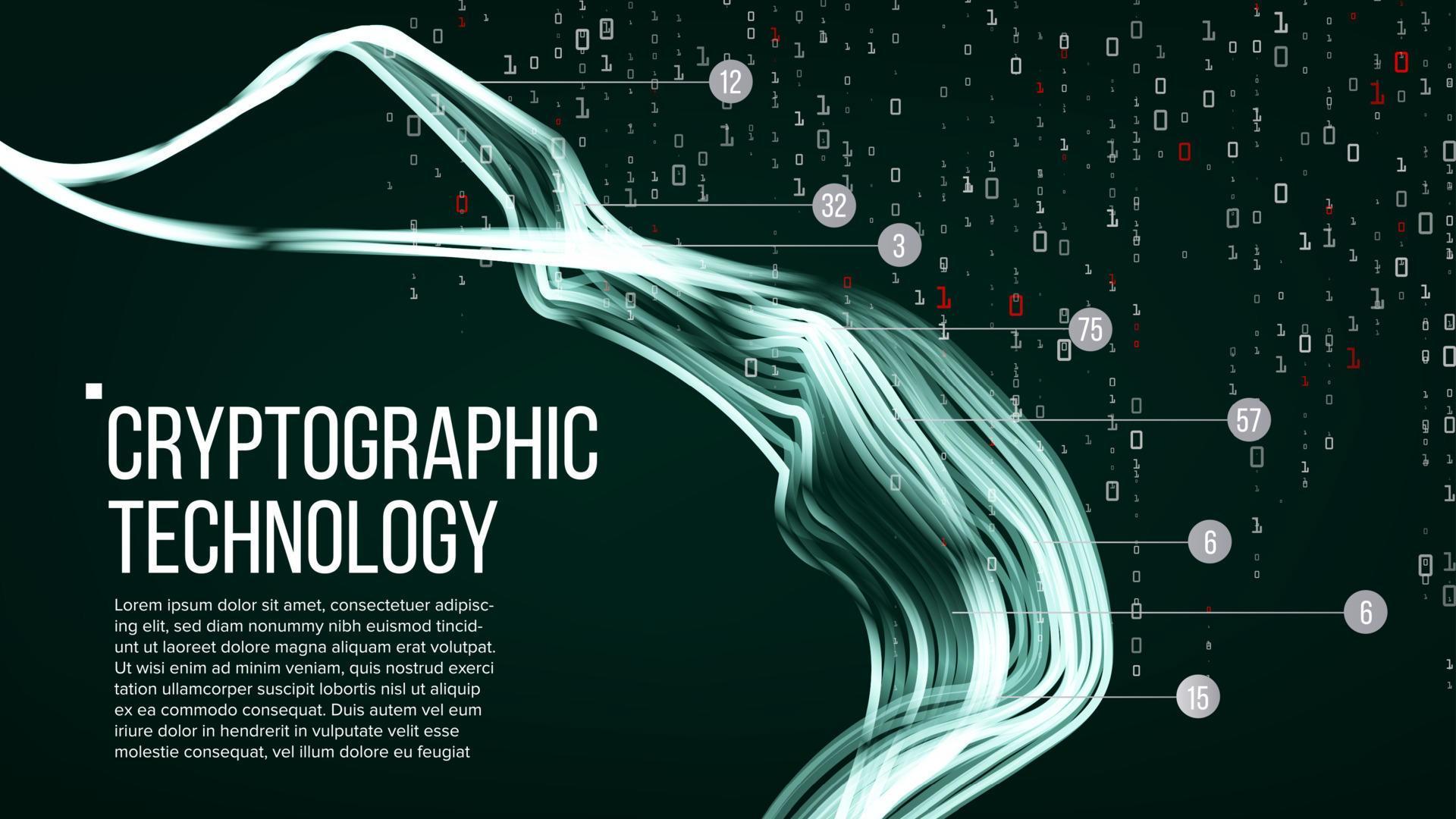 Cryptographic Technology Background Vector. Artificial Intelligence. Cryptography Binary ...