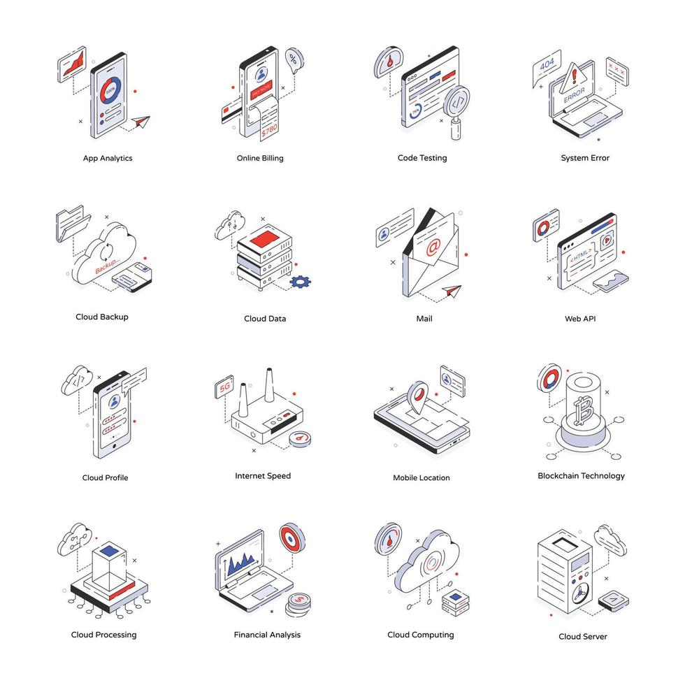 Pack of API Isometric Icons 17369238 Vector Art at Vecteezy
